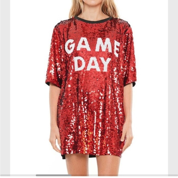 Why Dress | Dresses | New Game Day Red Sequin Dress Size Osfm | Poshmark